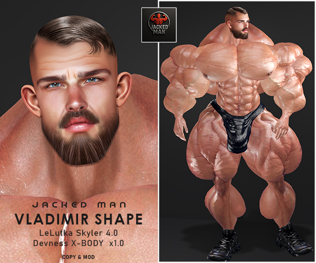 Second Life Marketplace - JACKED MAN - Vladimir Shape for DEV X-BODY & LeLUTKA Skyler 4.0